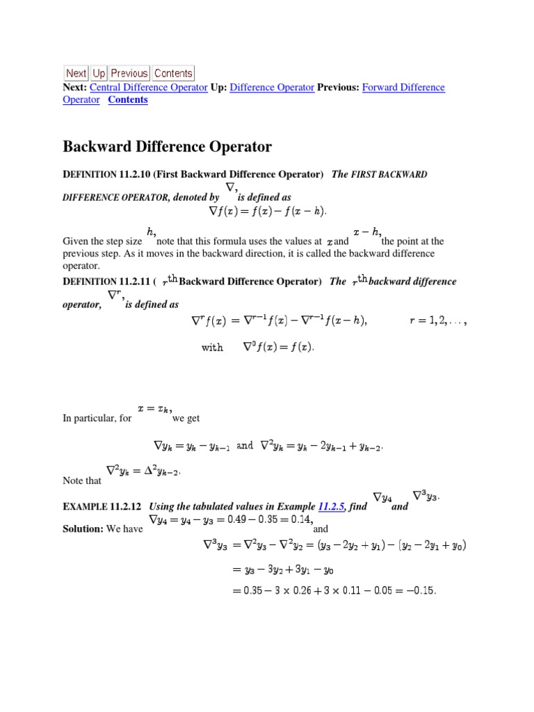 Backward Difference Operator | PDF | Finite Difference | Recurrence Relation