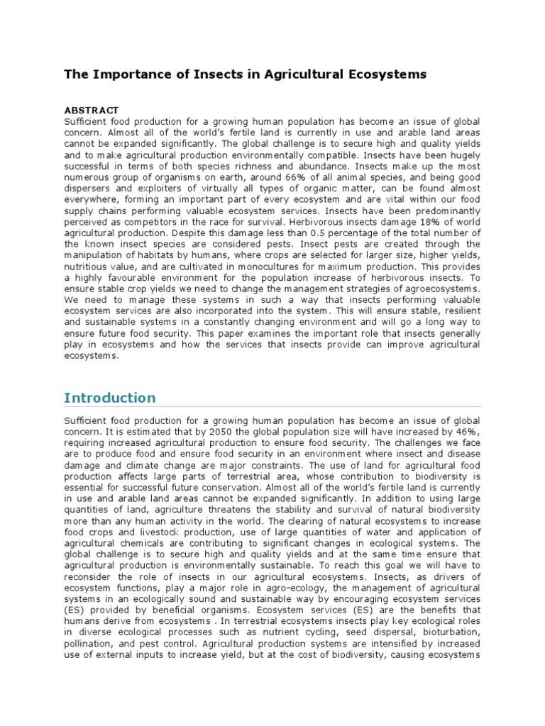 The Importance of Insects in Agricultural Ecosystems | PDF ...