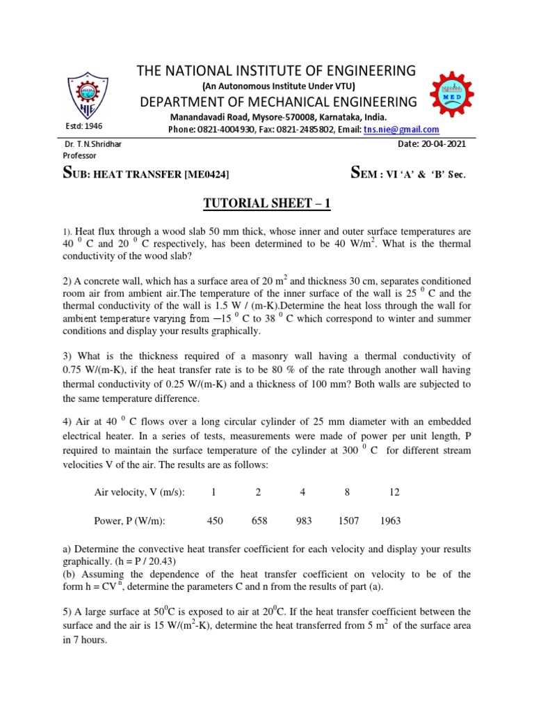 Tutorial Sheets 1and 2 | PDF