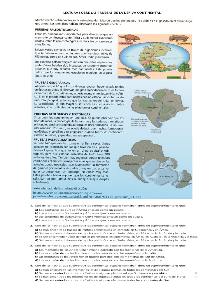Lectura Sobre Las Pruebas de La Deriva Continental | PDF