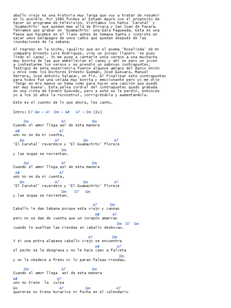 Caballo Viejo, Simón Diaz_ Acordes | PDF