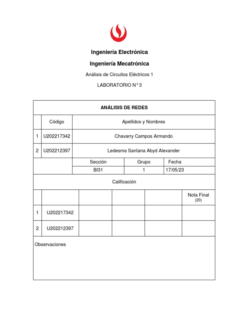 Informe Laboratorio 3 - BI31 - Armando Chavarry Campos | PDF | Análisis ...