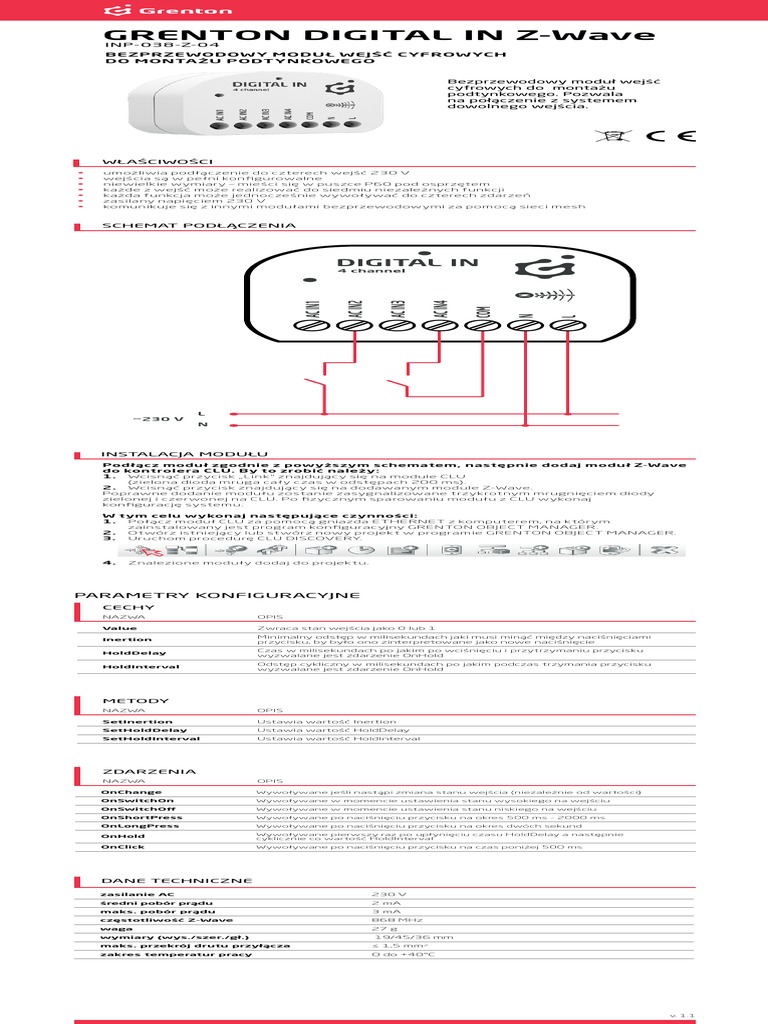 Digital-In Z-Wave Instruction PL en v1.1 WEB | PDF