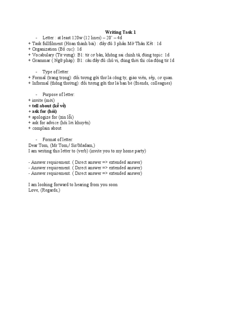 Wri Task 1 - Vstep B1 T2.2023 | PDF