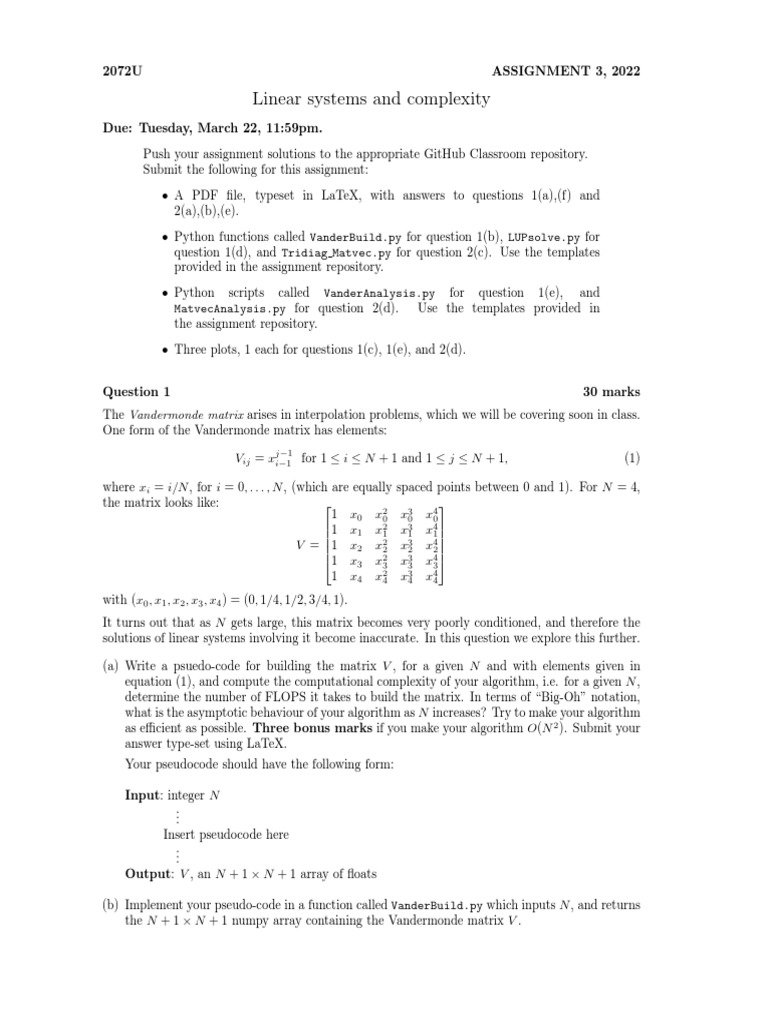 Assignment 3 | PDF | Matrix (Mathematics) | System Of Linear Equations