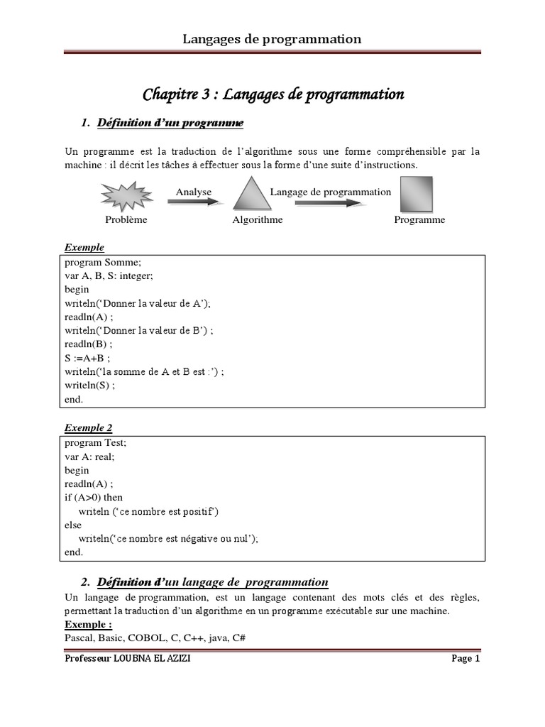 Chapitre 3 M 3 | PDF | Langage de programmation | Programmation informatique