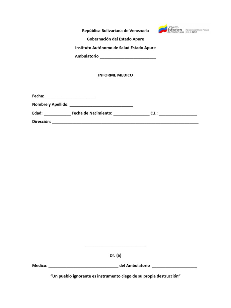 Formato Informe Medico | PDF