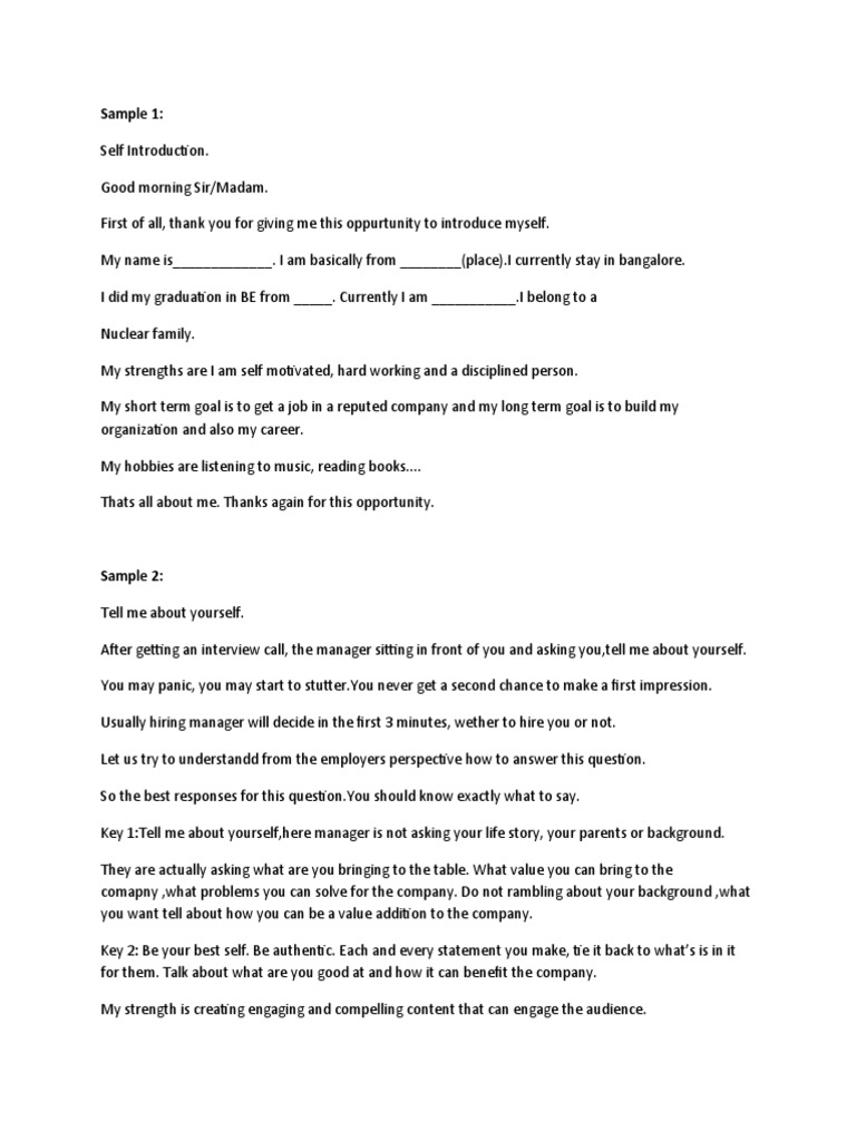 Introducing Yourself | PDF | Career & Growth