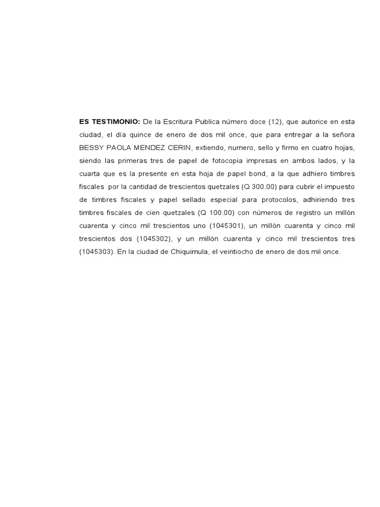 1.5 Testimonio de La Escritura Publica | PDF 1.5 Testimonio de La Escritura Publica | PDF