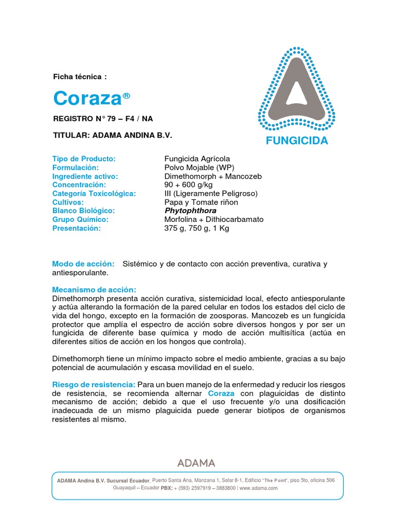 Fungicida Coraza: Uso y Aplicación | PDF | Patata | Pesticida