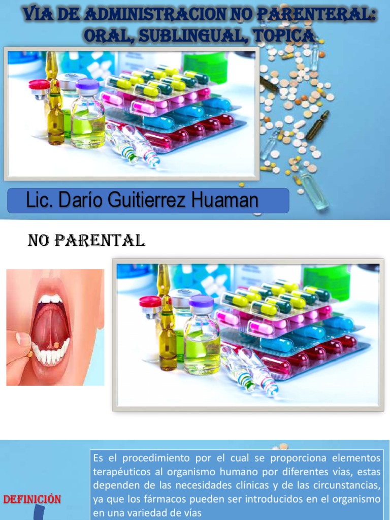 Via de Administracion de Medicamentos No Parental Via Oral, Sublingual ...