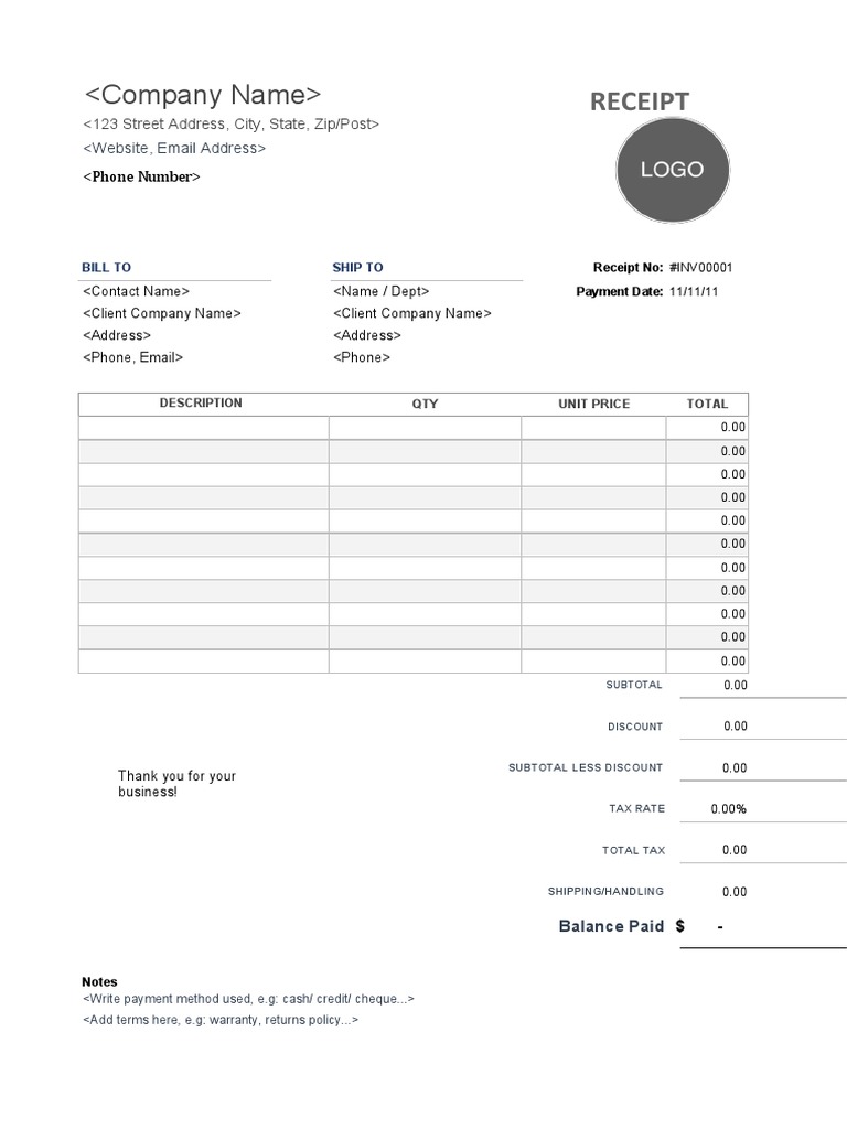 Receipt Template 4 Word | PDF | Receipt | Government Finances
