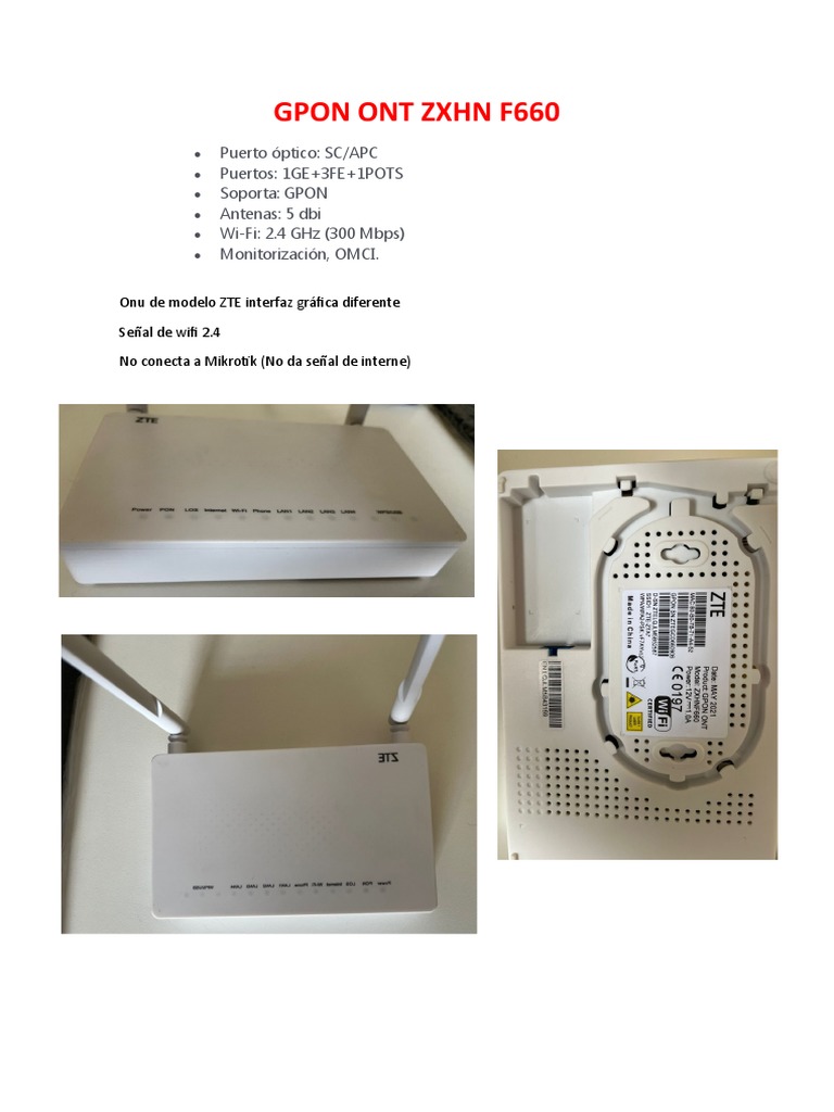 Gpon Ont ZXHN F660 | PDF