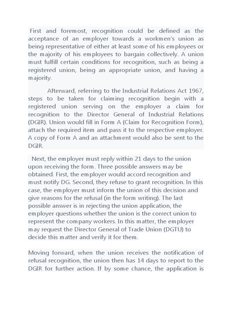 Procedure Recognition | PDF | Employment | Trade Union