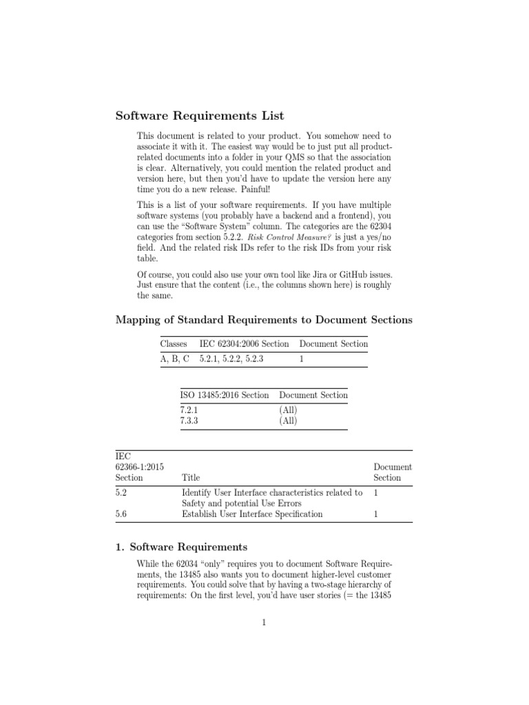 Software Requirements List Pdf Application Software Computing