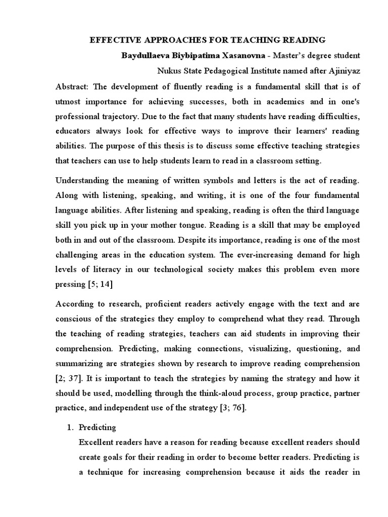 тезис Effective approaches for teaching reading | PDF | Reading ...
