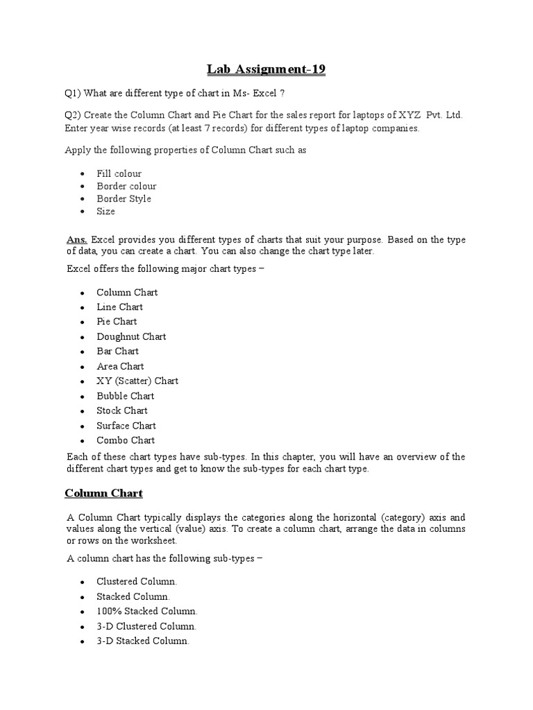 Lab Assignment 19 | PDF | Pie Chart | Chart