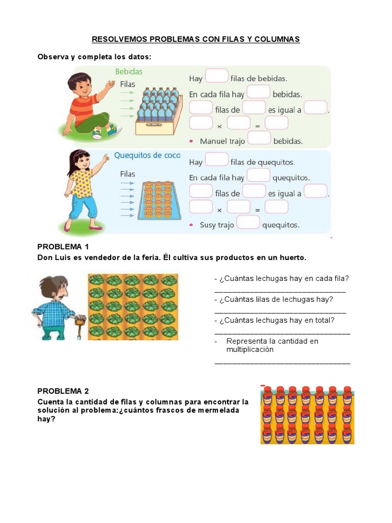RESOLVEMOS PROBLEMAS CON FILAS Y COLUMNAS Multiplicación | PDF