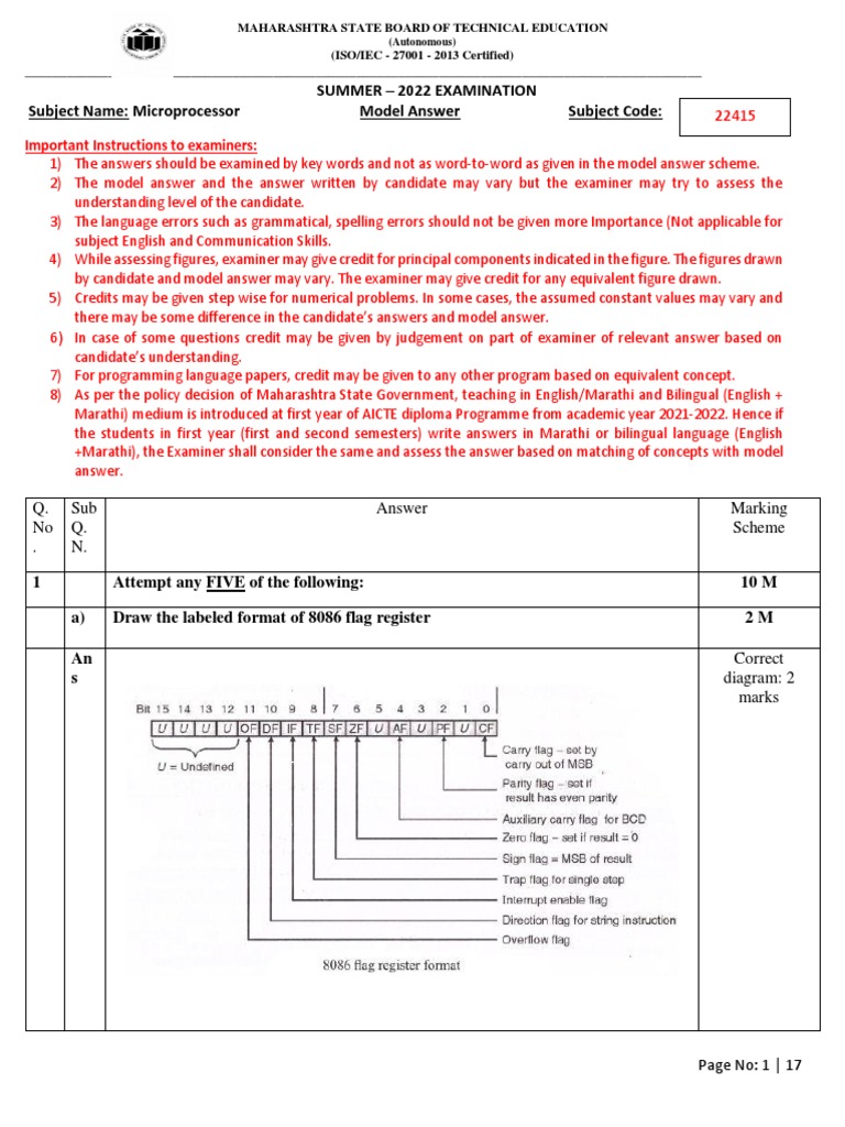 MIC Paper Solution S22-22415 | PDF | Assembly Language | Binary Coded Decimal