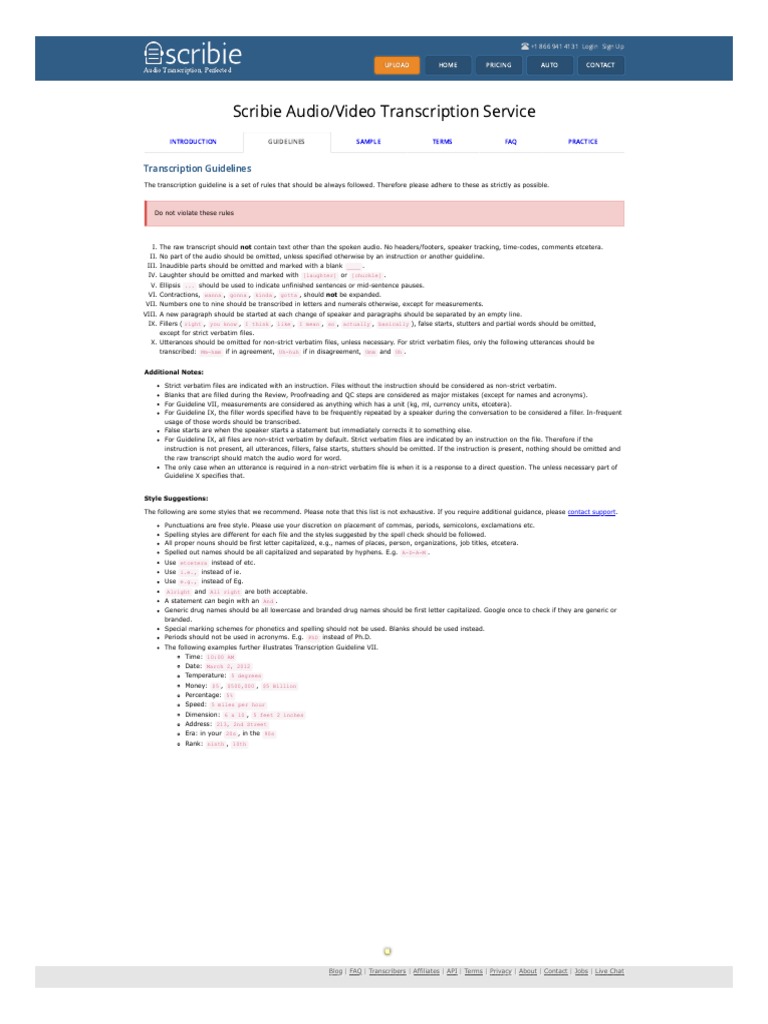 Scribie Com Transcription Test Guidelines | PDF