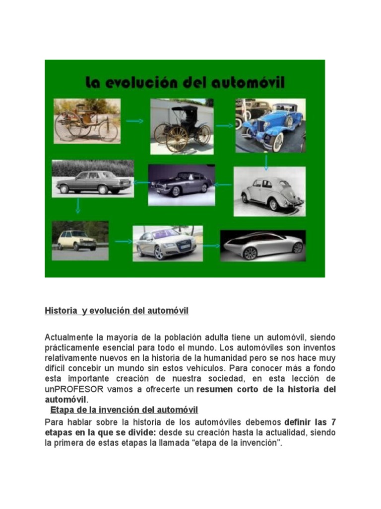Evolucion Del Automovil 1 | PDF | Coche | Tecnología de vehículos