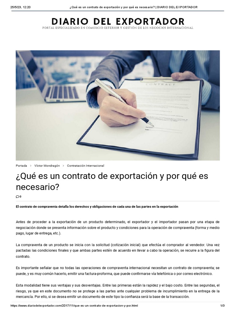 ¿Qué Es Un Contrato de Exportación y Por Qué Es Necesario - DIARIO DEL ...