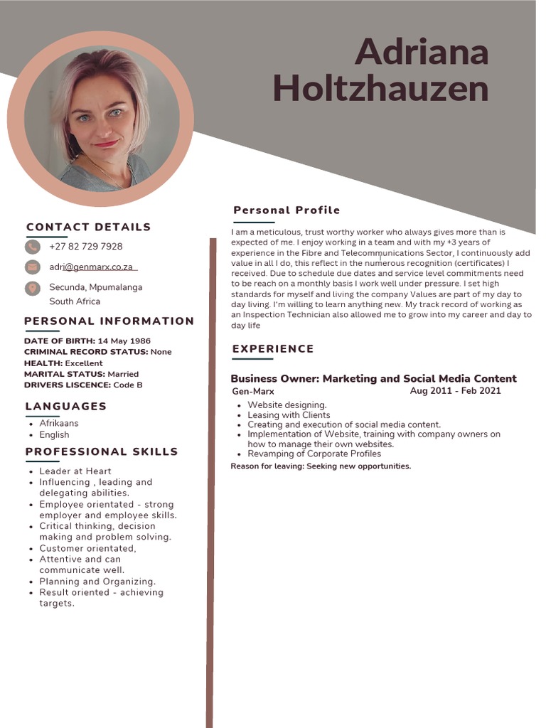 CV of Adri Holtzhausen | PDF