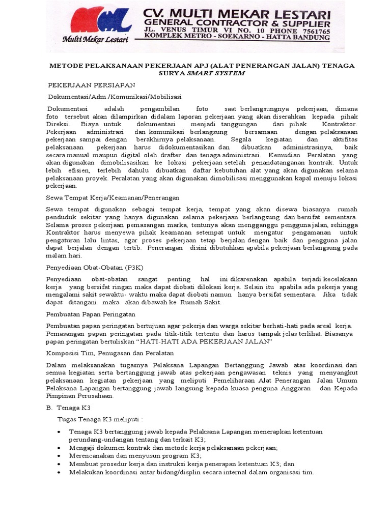 Metode Pelaksanaan Pekerjaan Marka | PDF