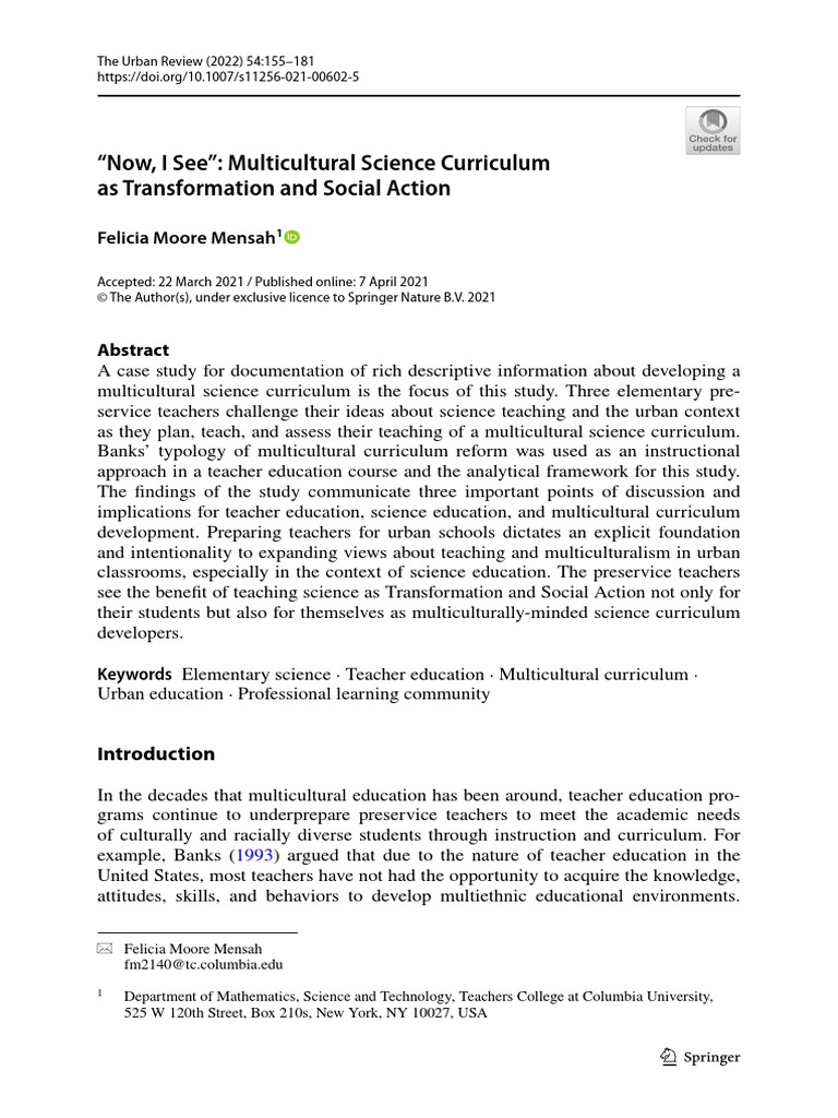 2021 - Mensah F.M. - "Now, I See" - Multicultural Science Curriculum As ...