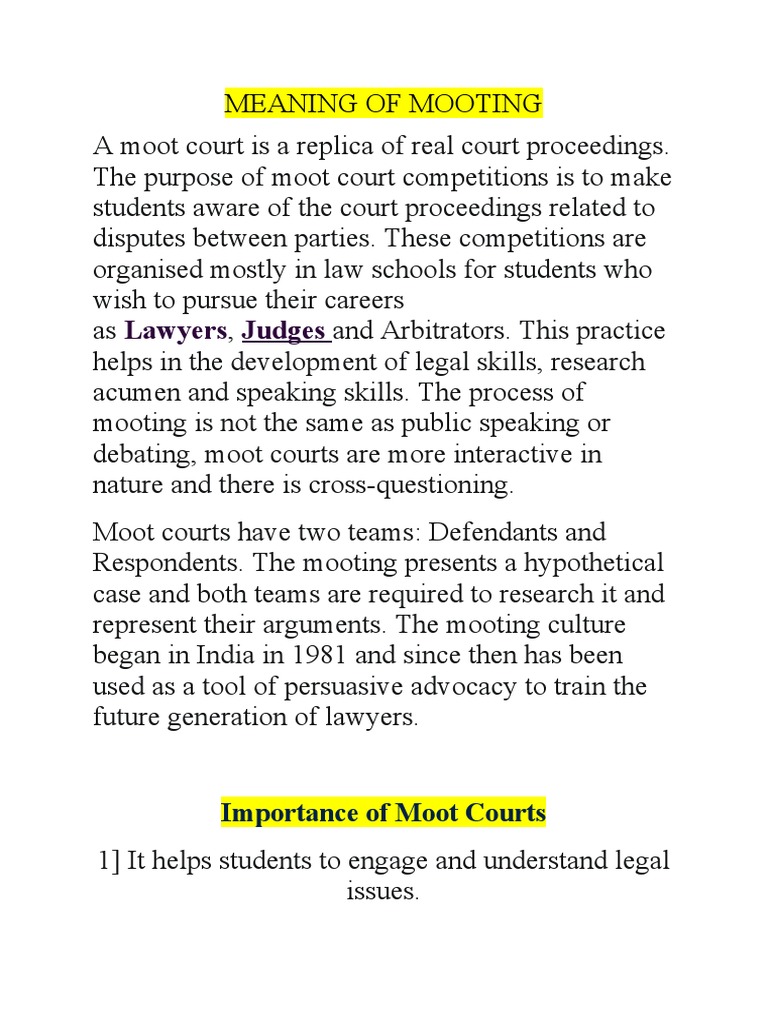 Meaning of Mooting | PDF