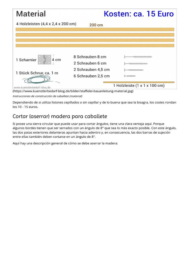 Construye Tu Propio Caballete (Instrucciones en PDF | PDF