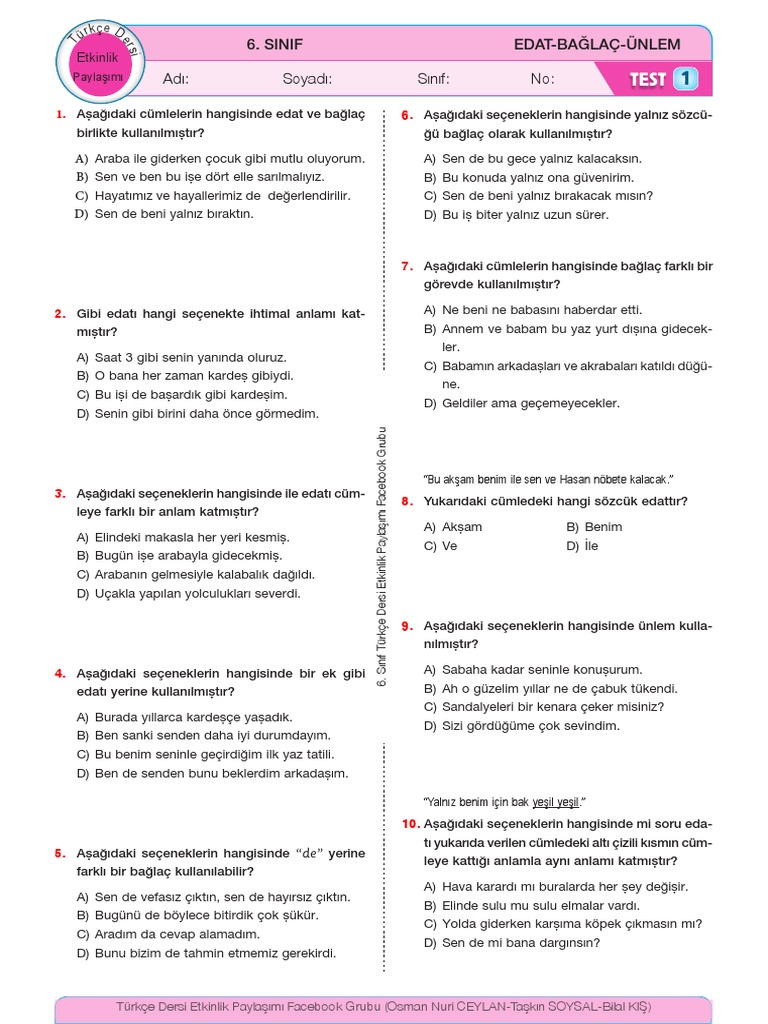 Sinif Edat Baglac Unlem | PDF