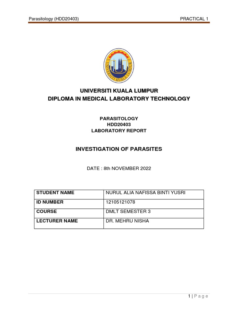 LABREPORT - Practical 1 - Investigation of Parasites | PDF | Plasmodium ...