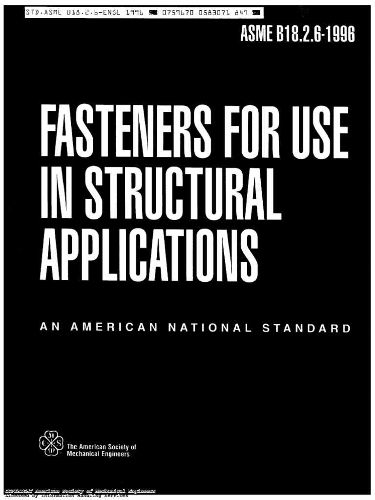 Asme b18.2.26 (1996) - Fasteners For Use in Structural Appllcatlons ...