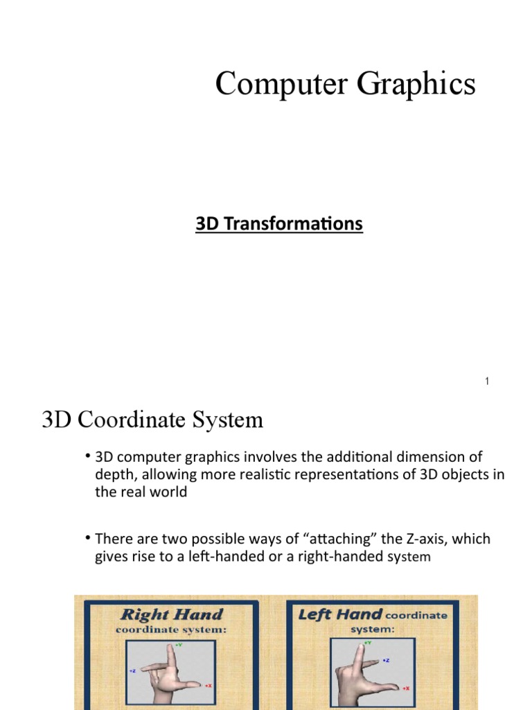 3-D Transformations | PDF | Cartesian Coordinate System | 2 D Computer ...