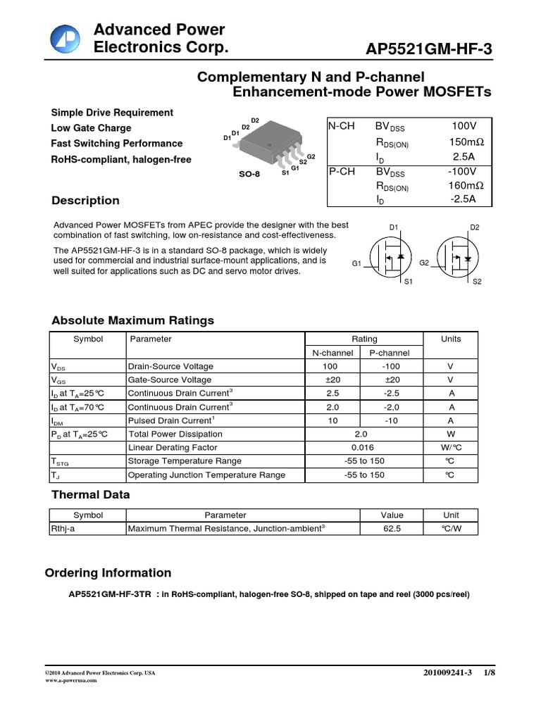 Advanced Power Electronics Corp.: Complementary N and P-Channel ...