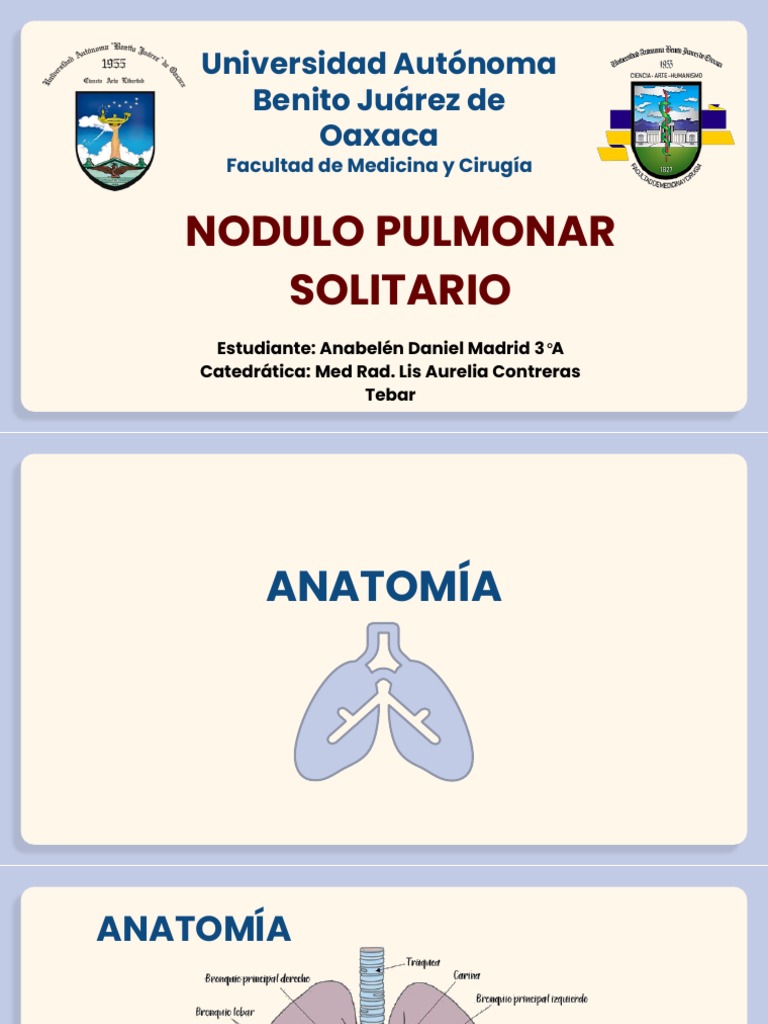 Nódulo Pulmonar Solitario: Causas y Diagnóstico | PDF | Metástasis | Enfermedades y trastornos