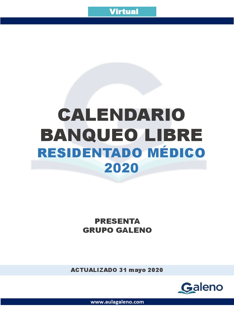Calendario RM BANQUEO LIBRE 2020 | PDF | Especialidades Medicas ...
