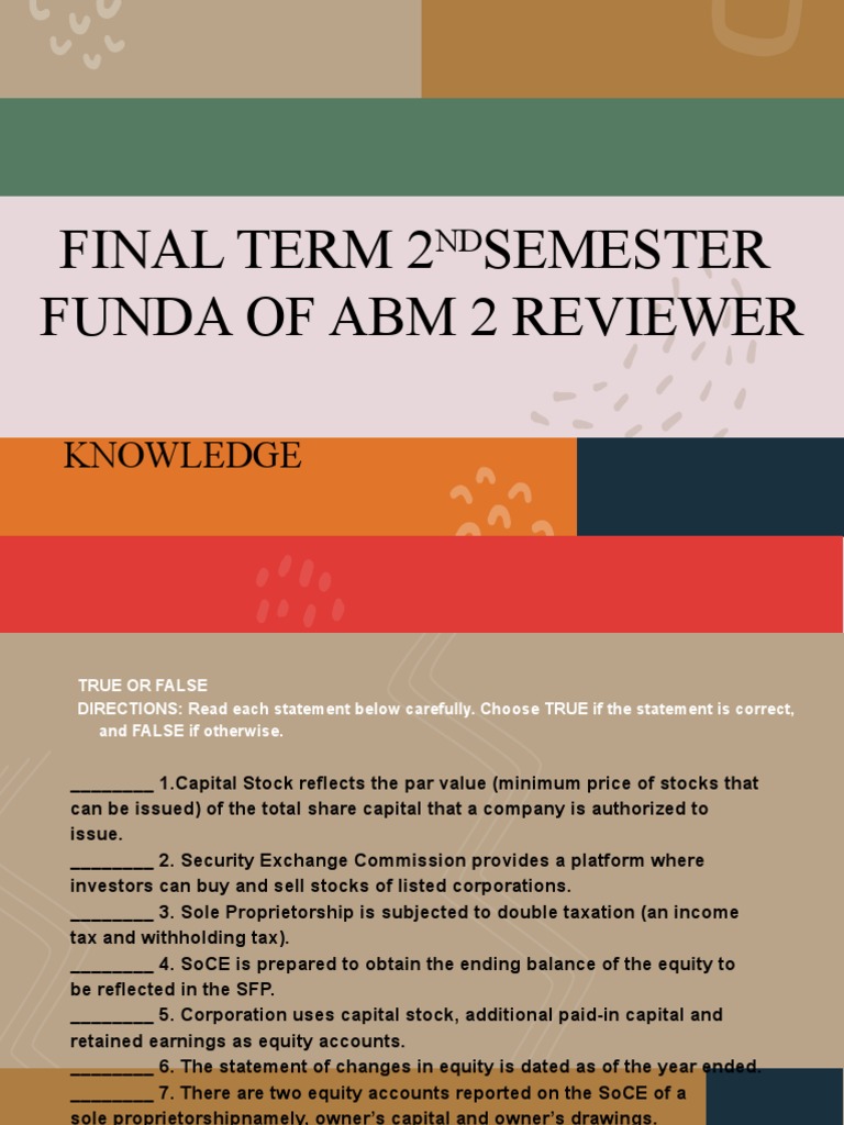 Finalterm Fabm2 Reviewer Sy 21 22 | PDF | Equity (Finance) | Retained ...