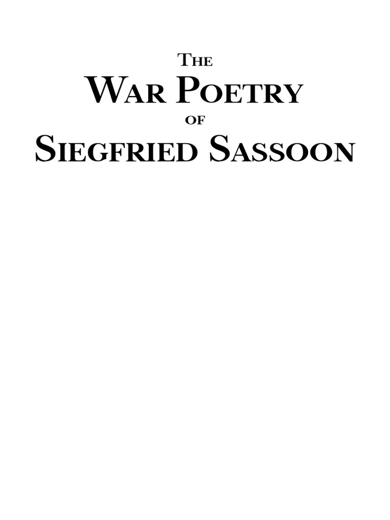 Siegfried Sassoon War Poems Pdf