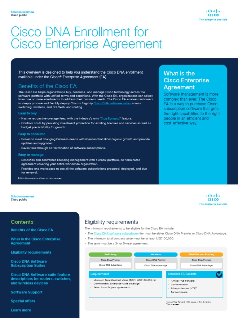 Cisco Dna Enrollment Ea Pdf Router Computing Subscription Business Model