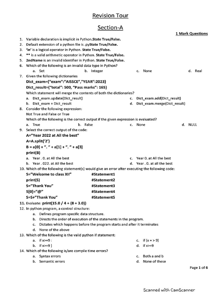 CH1 - 2-Revision Tour-1 - 1 | PDF