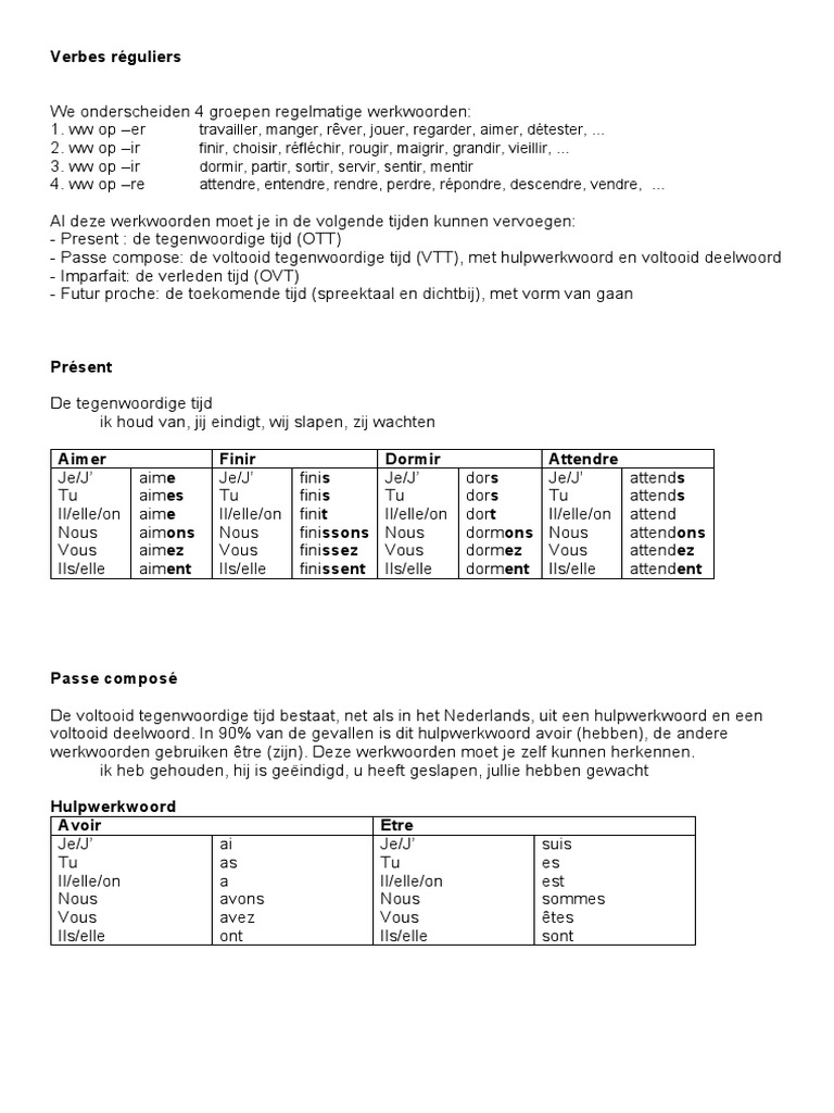 Verbes Réguliers P3 | PDF
