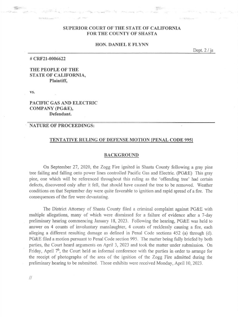 Tentative Ruling - People vs. PGE 04.13.23 | PDF