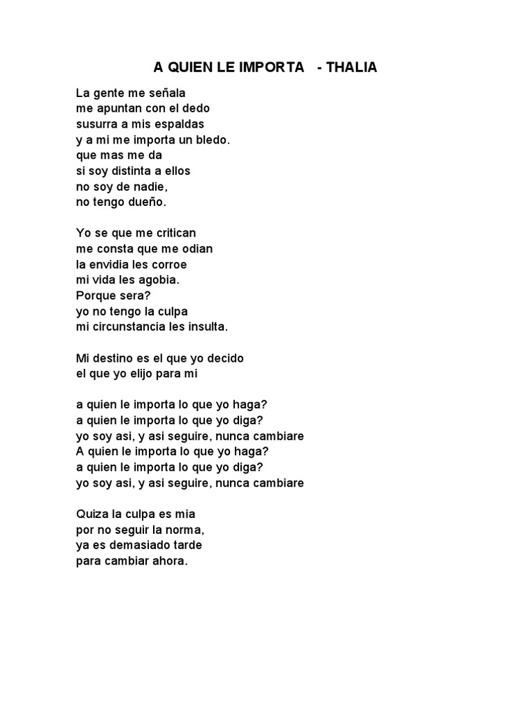 A Quien Le Importa | PDF