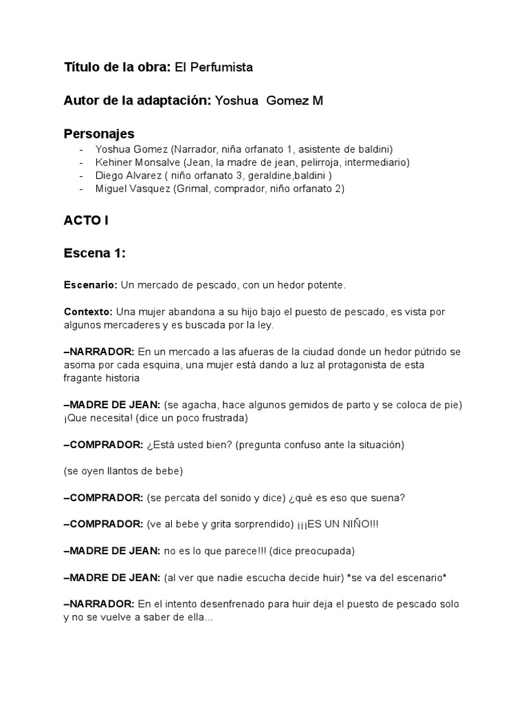 El Perfumista - GUION Adaptacion | PDF | Perfume