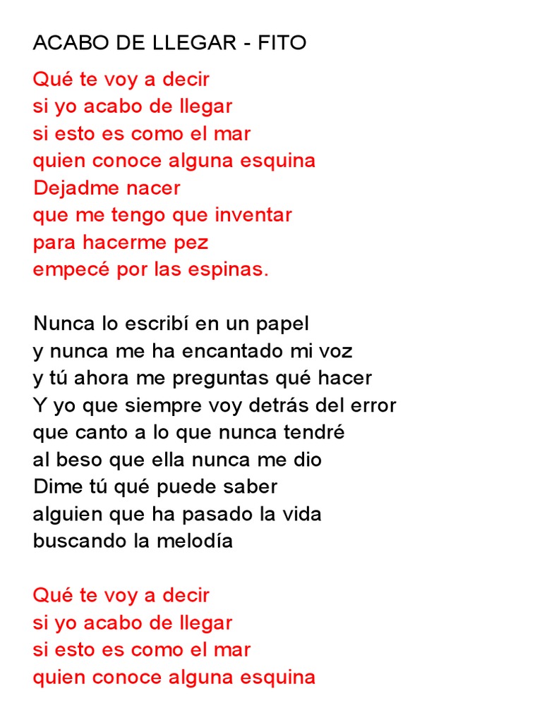 Acabo de Llegar | PDF