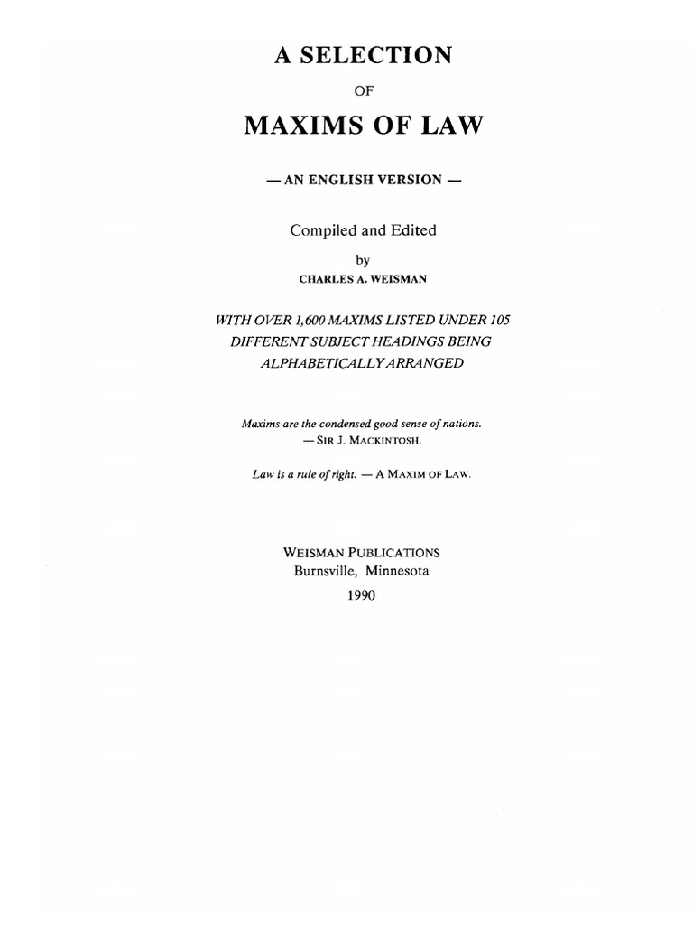 Maxims of Law 103 Pages | PDF