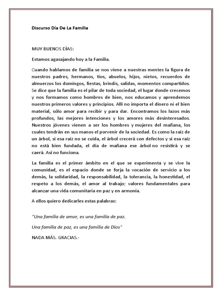 Discurso Día de La Familia | PDF