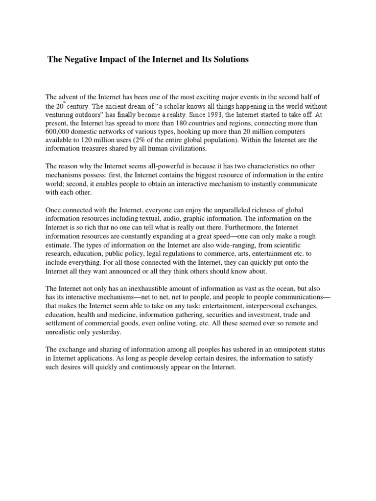 Negative Impacts of the Internet | PDF | Cybercrime | Internet
